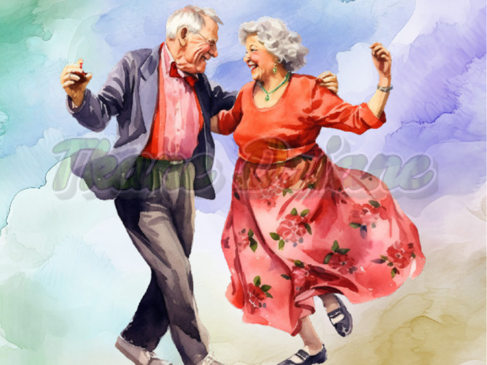 TkaneDziane.pl > PANEL DRUKOWANY WESOŁA BABCIA I DZIADEK TAŃCZĄ TŁO PBZ